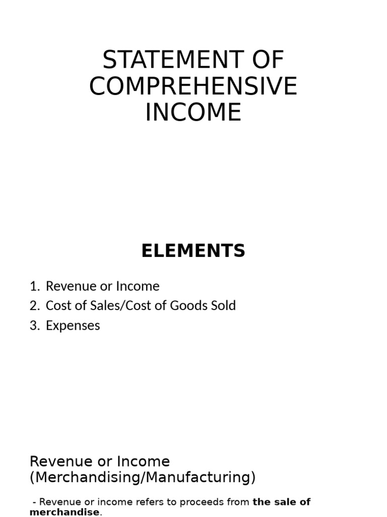 Statement of Comprehensive Income Discussion | PDF | Expense | Finance ...