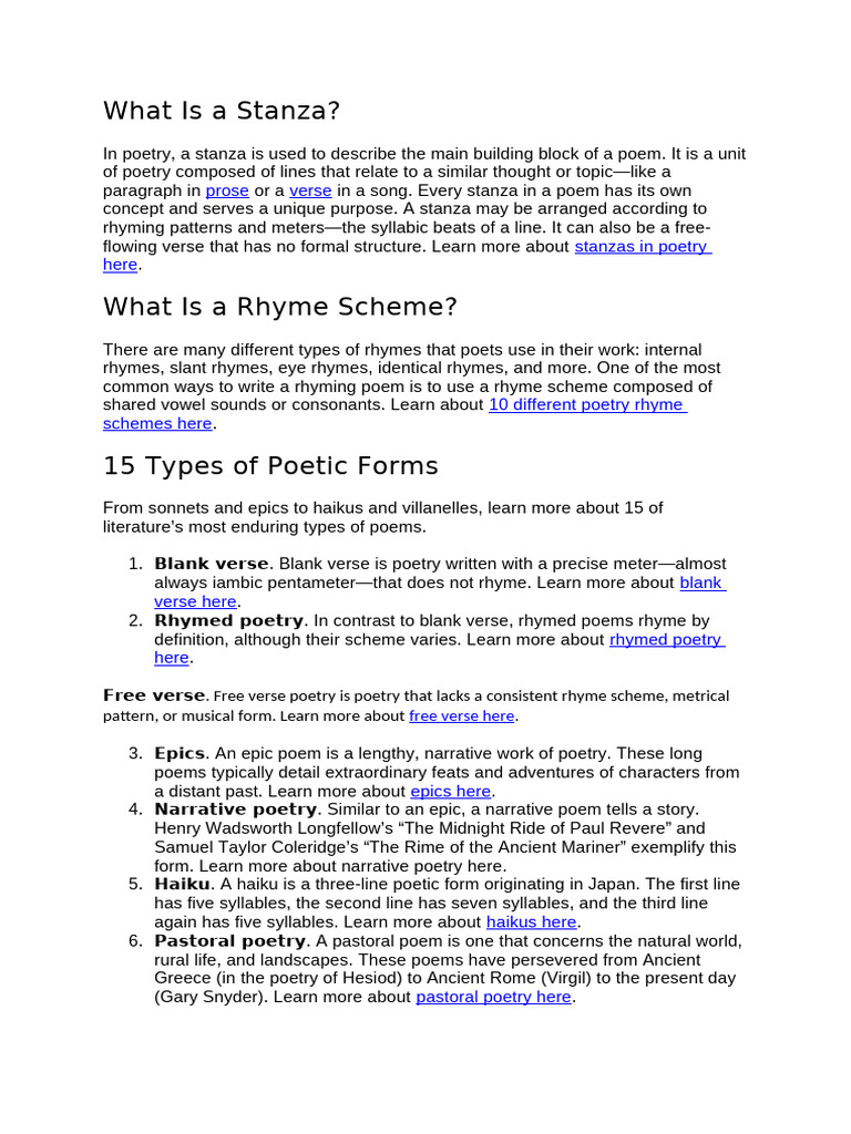 Types of Poems | PDF