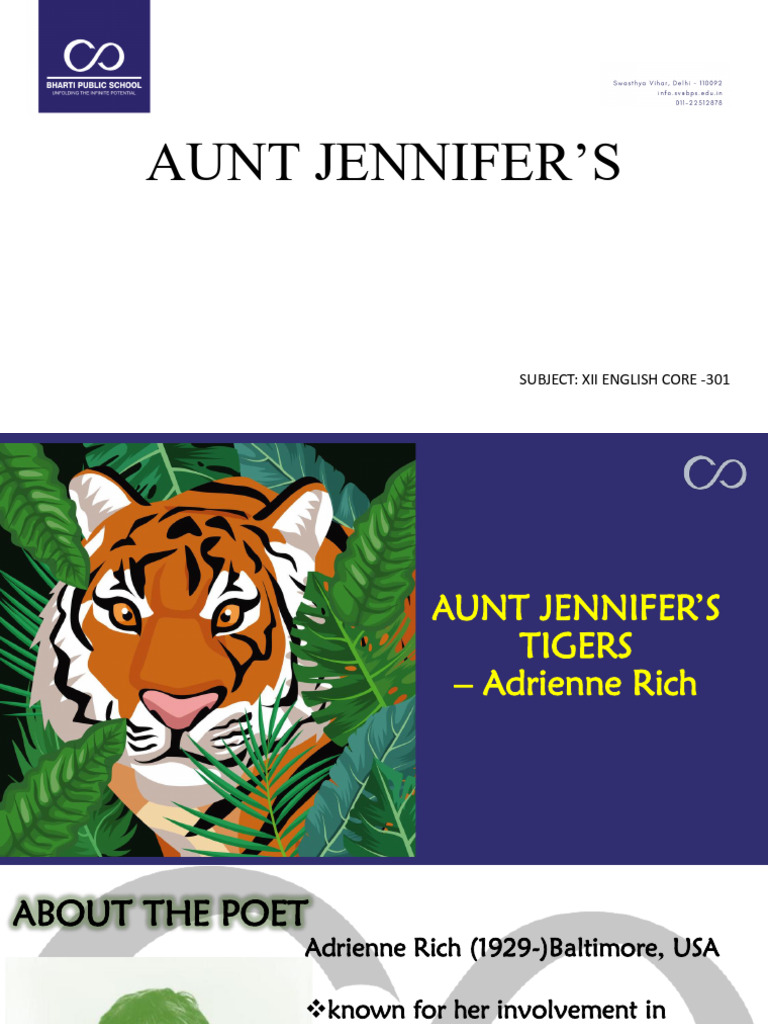 XII ENG Poem - AUNT JENNIFER'S TIGERS | PDF