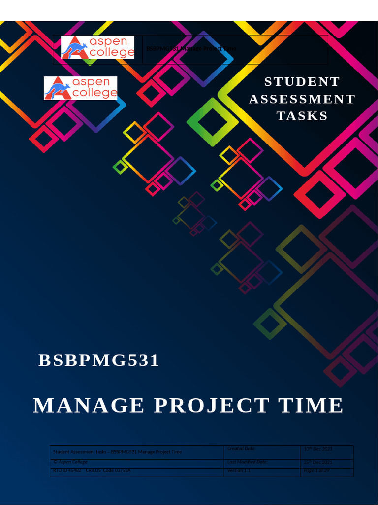 BSBPMG531 Student Assessment Tasks | PDF