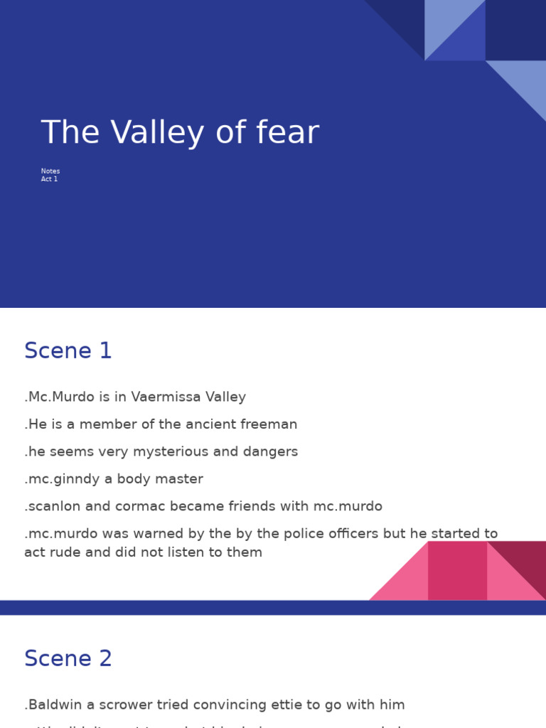 The Valley of Fear Act 1 Scene 1-8 | PDF