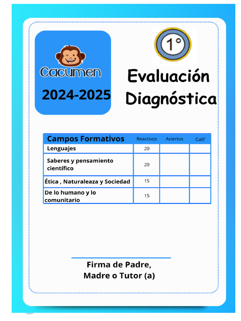 Evaluacion Diagnostica - Primer Grado | PDF
