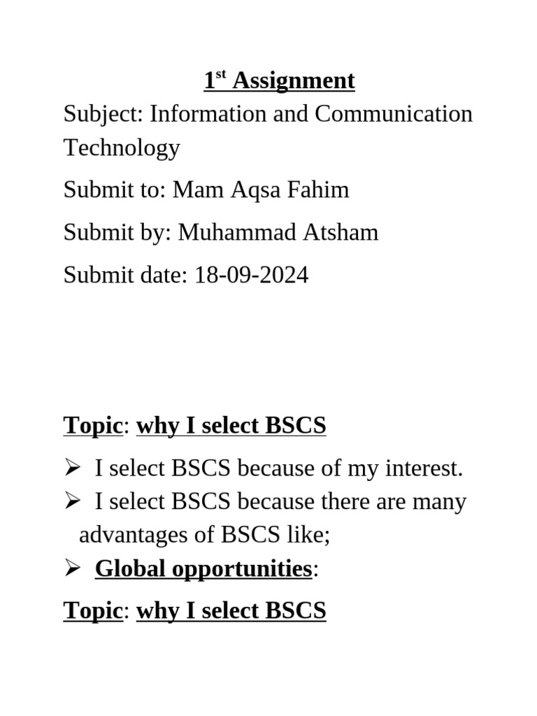 1st Assignment Subject | PDF