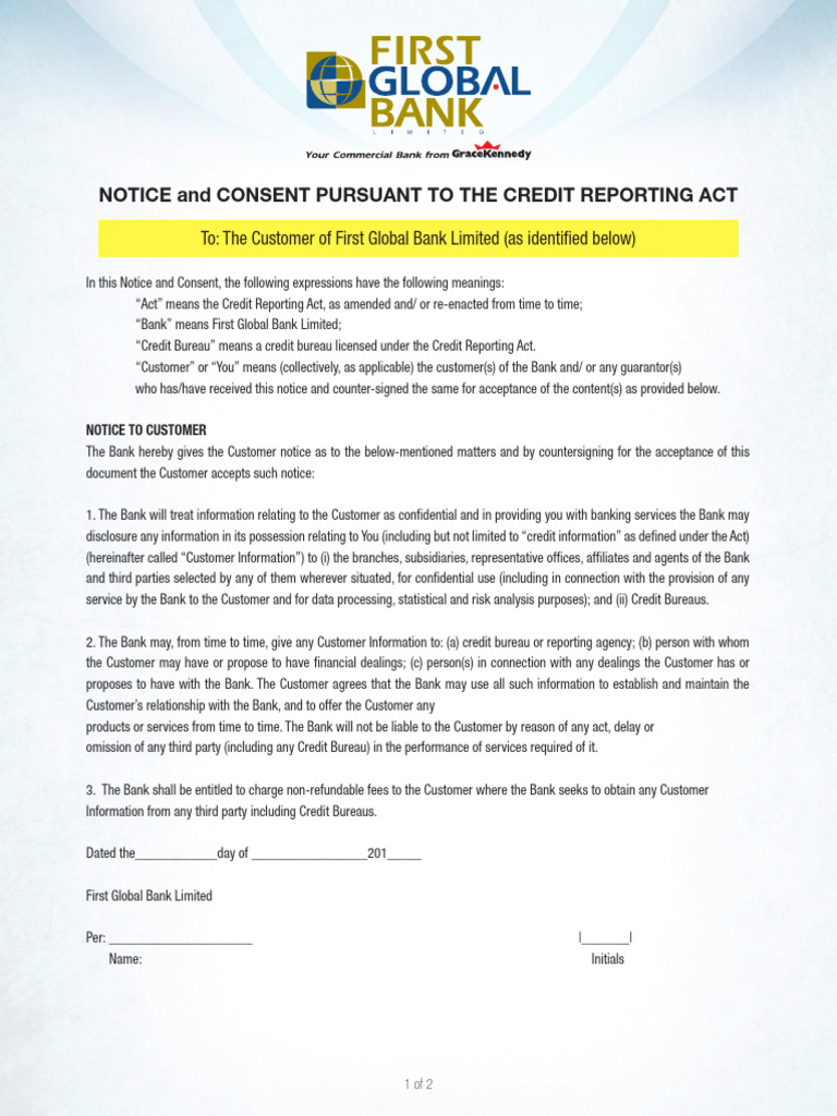 Blank Credit Consent Form | PDF | Banks | Credit Bureau