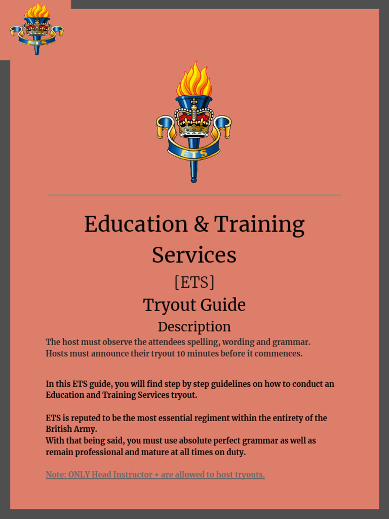 Education & Training Services Tryout Guide | PDF