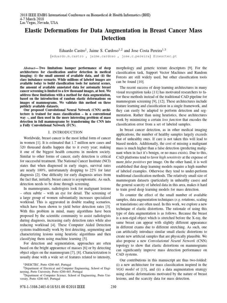 Elastic Deformations For Data Augmentation in Breast Cancer Mass ...