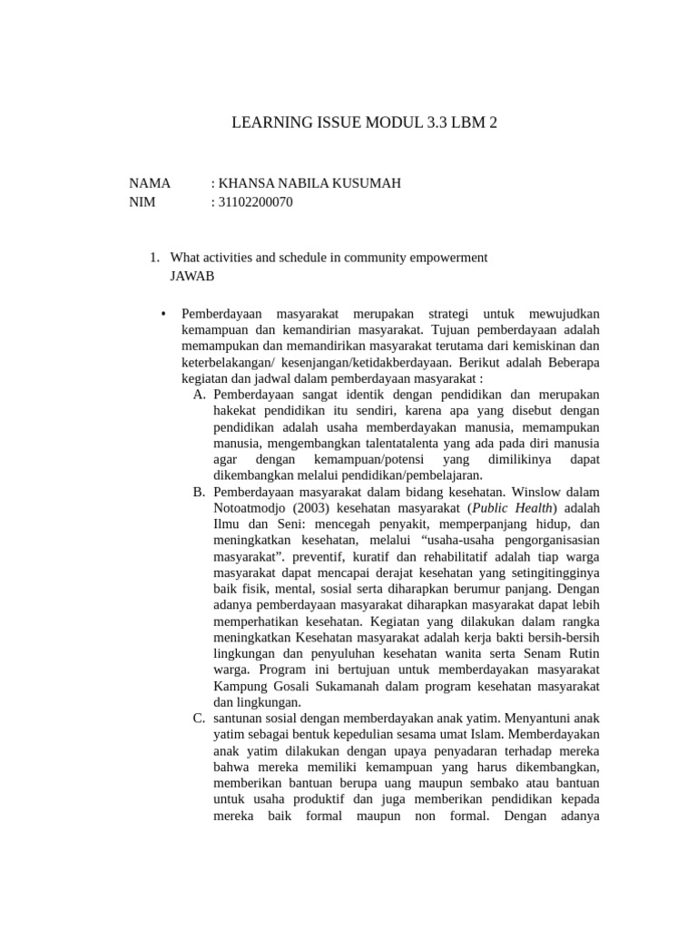 Learning Issue Modul 3.3 LBM 2 | PDF