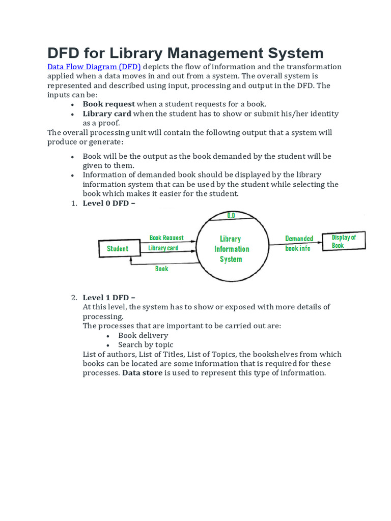 DFD For Library Management System: Data Flow Diagram (DFD) | PDF
