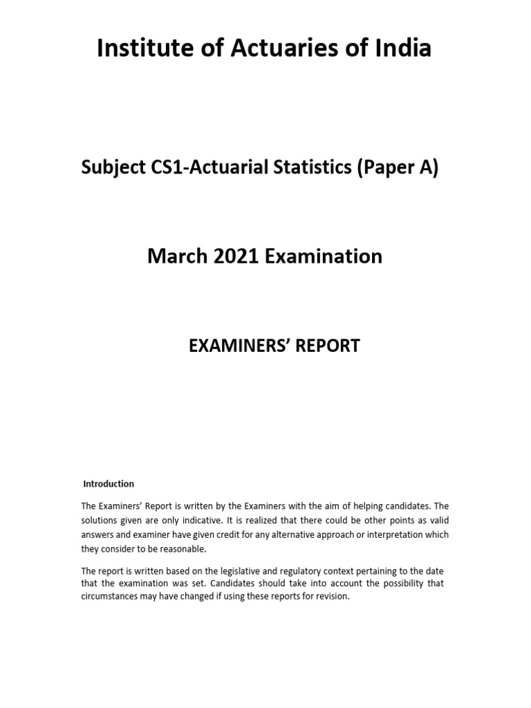 CS1Paper A - Examiner Report | PDF | Principal Component Analysis ...