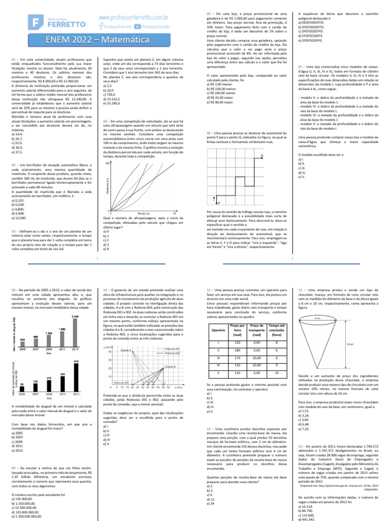 Microsoft Word - Matemática 2022 - prova comentada.docx | PDF