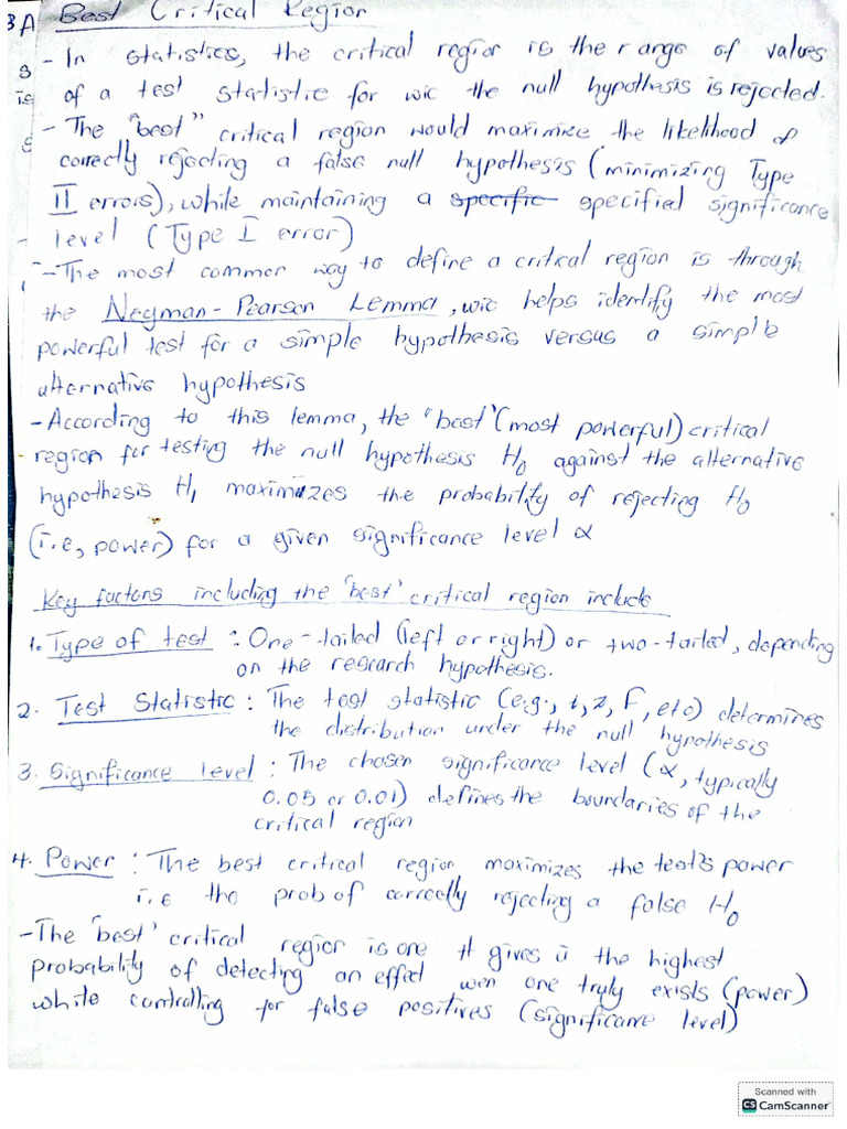 Best Critical Region | PDF