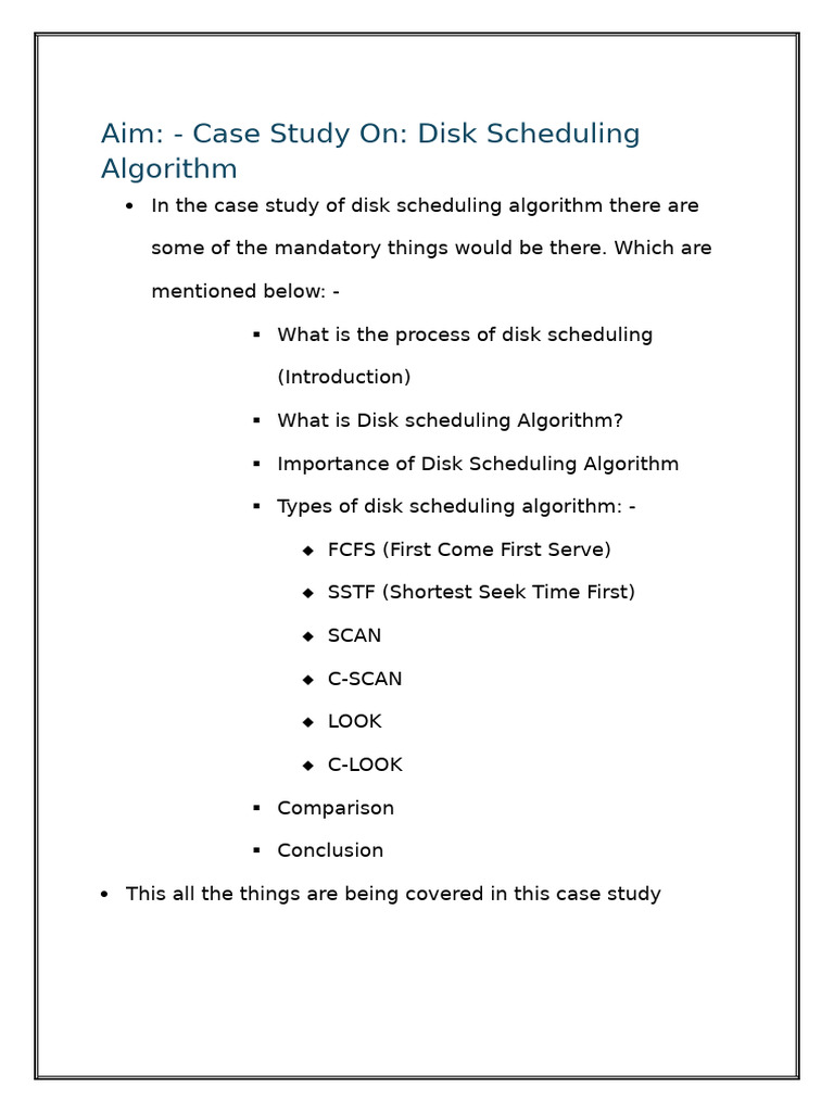 Case Study On Disk Scheduling Algorithm | PDF