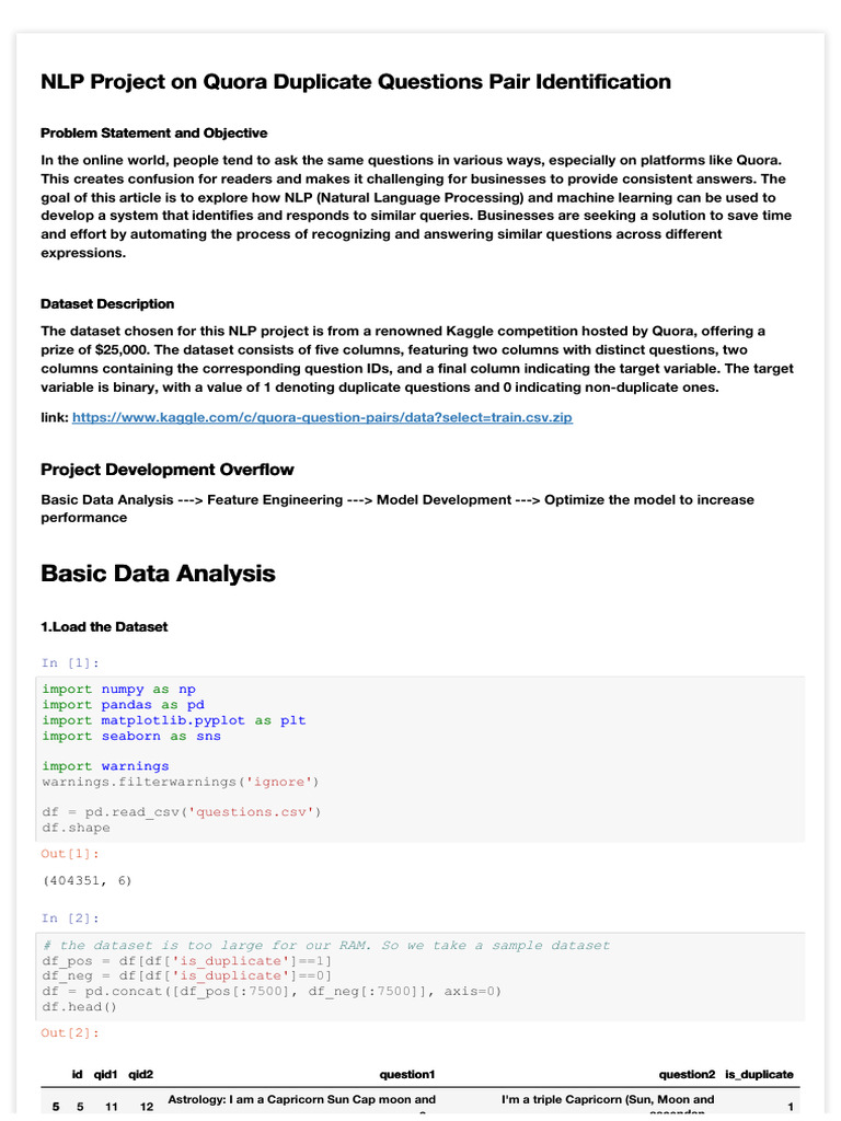 Quora Duplicate Ques Detection Pdf
