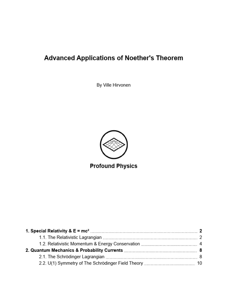 Advanced Applicationsof Noethers Theorem | PDF