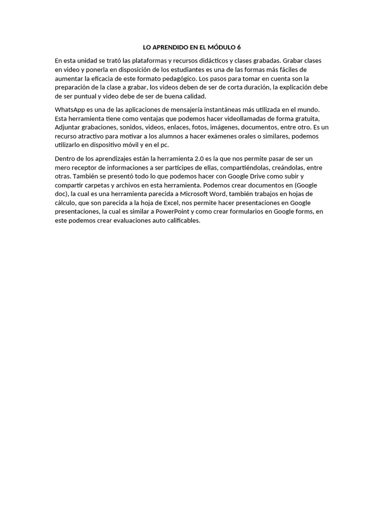 Lo Aprendido Módulo 6 | PDF