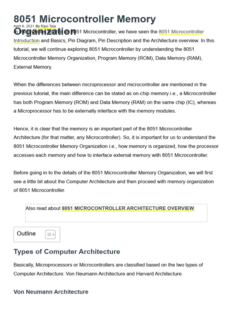 Mod 3 - 8051 Memory Organization | PDF