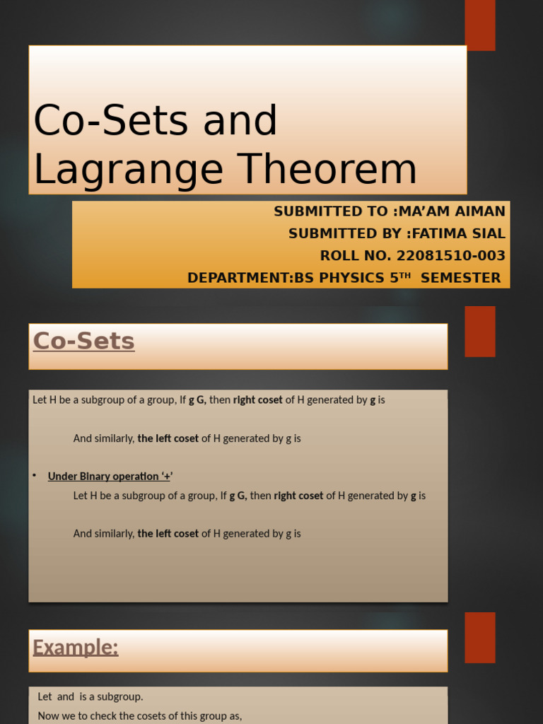 Cosets and Langrange Theorem | PDF