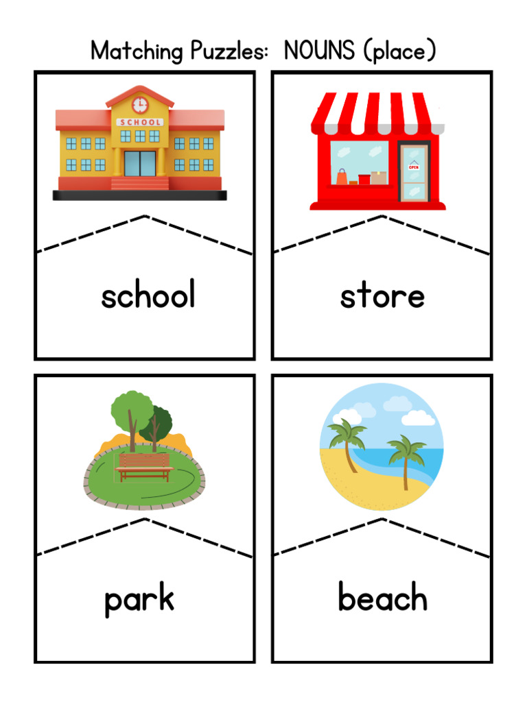 Noun Puzzles Worksheet in Red Blue Illustrative Style-2 | PDF