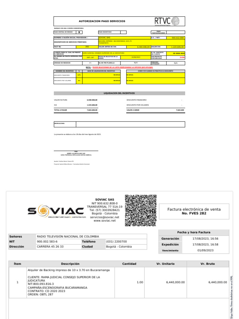 Factura Electrónica SOVIAC SAS 2023 | PDF | Finanzas y dinero