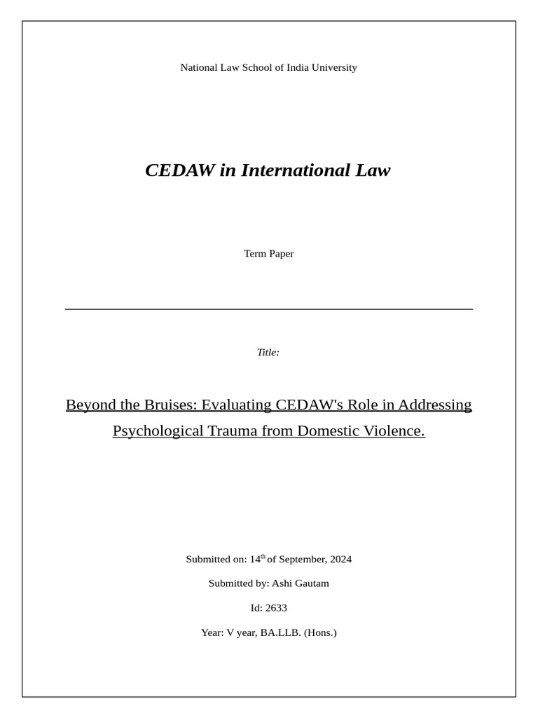 CEDAW. Final Paper - Ashi Gautam | PDF