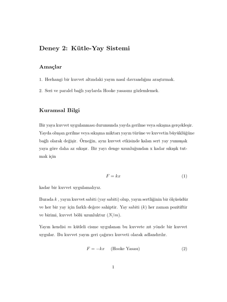 Deney 2 Kutle Yay Sistemi 03102022 | PDF