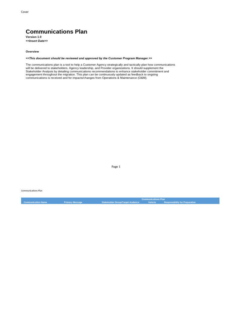 M3-Playbook-Communications-Plan-Template | PDF