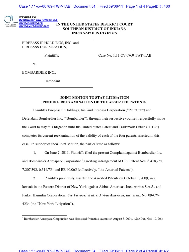 Motion to Stay Litigation | Reexamination | Lawsuit