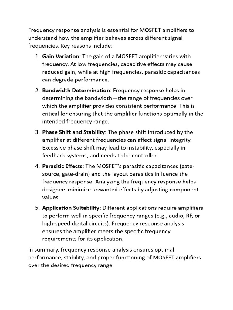 Frequency Response Analysis Is Essential For MOSFET Amplifiers To ...