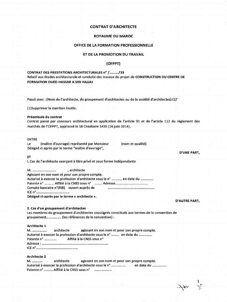Contrat d'architecte Conc Archi 93-2023 | PDF