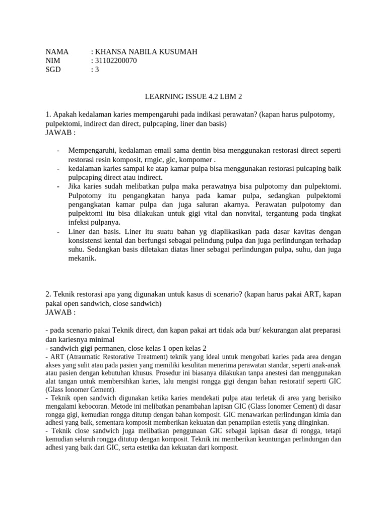 LEARNING ISSUE MODUL 4.2 LBM 2 | PDF