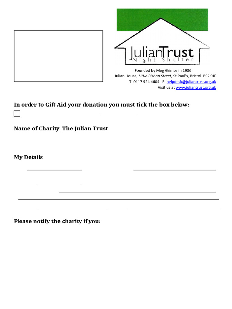 Julian Trust Gift Aid Declaration | PDF