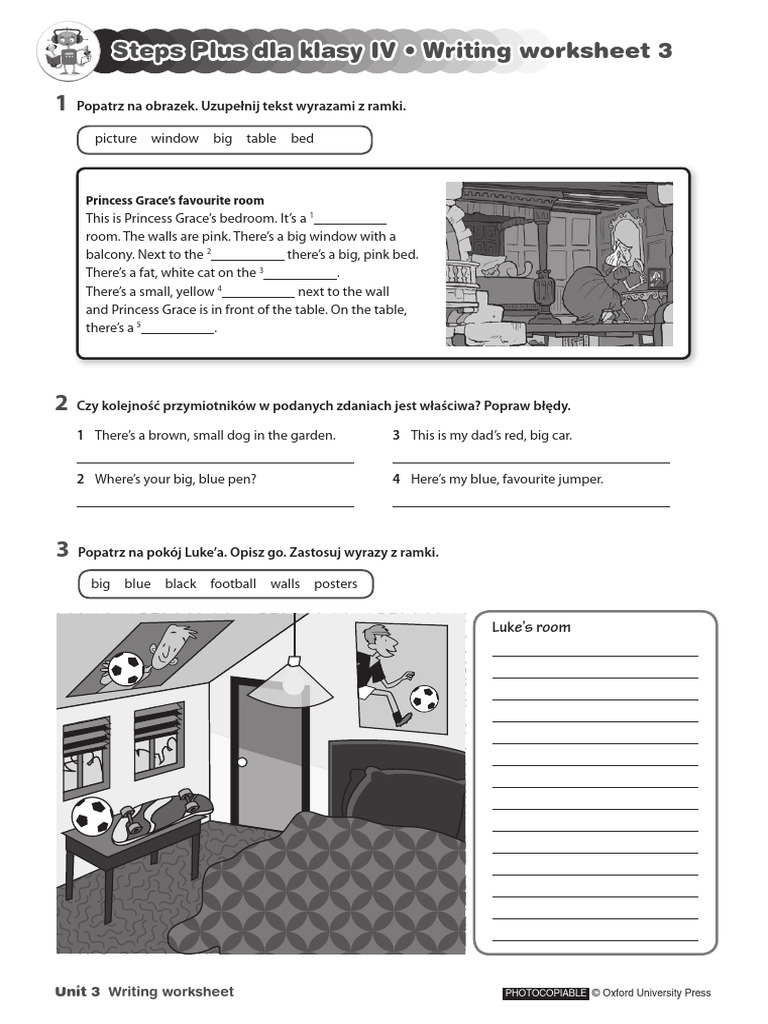 Steps Plus Dla Klasy IV Writing Worksheets III | PDF