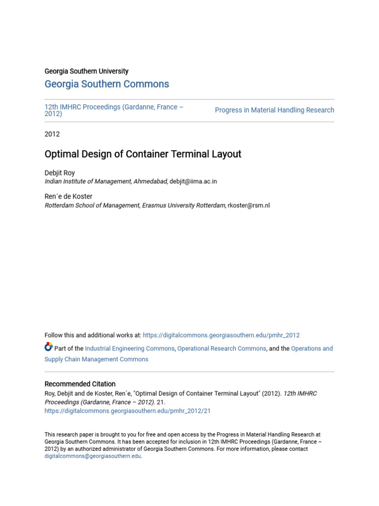 Optimal Design of Container Terminal Layout | PDF