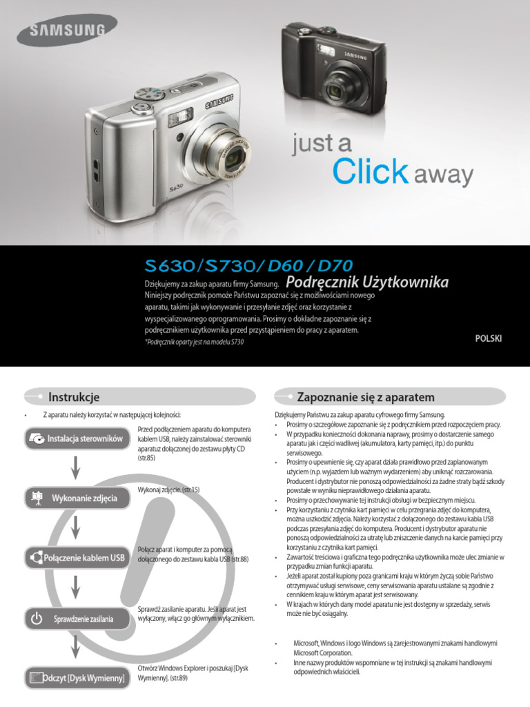Instrukcja Samsung s630 PL | PDF