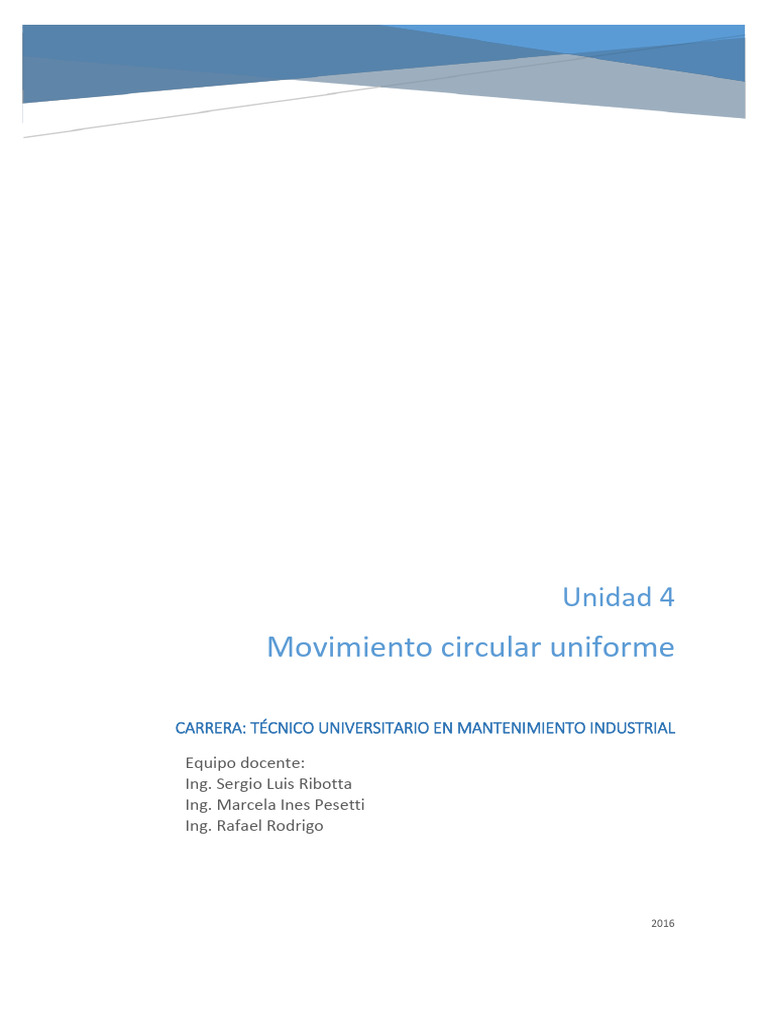 Unidad 4 Movimiento Circular Uniforme | PDF