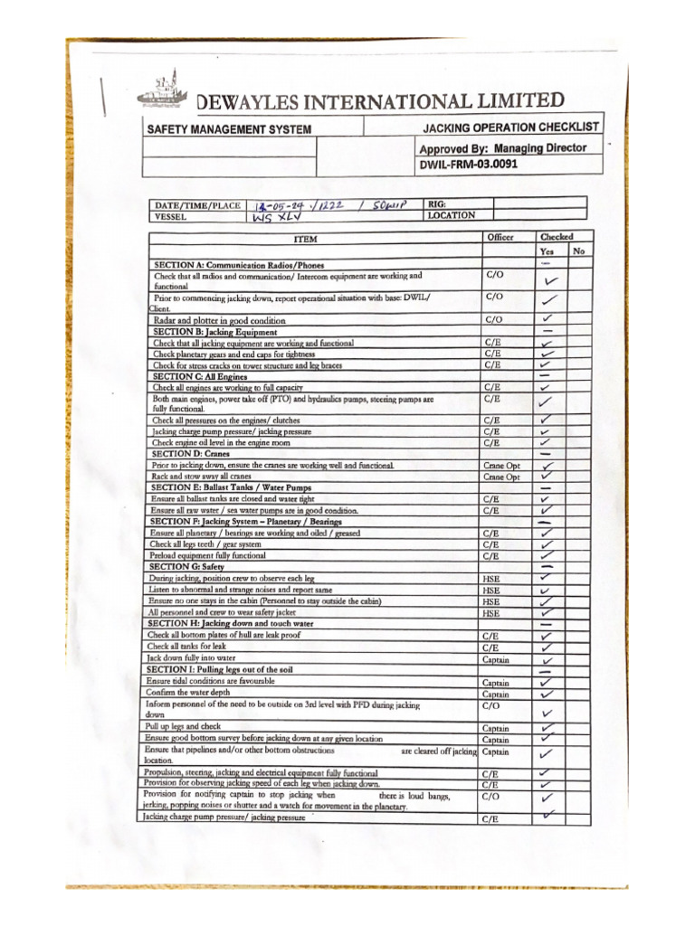Jacking Checklist | PDF