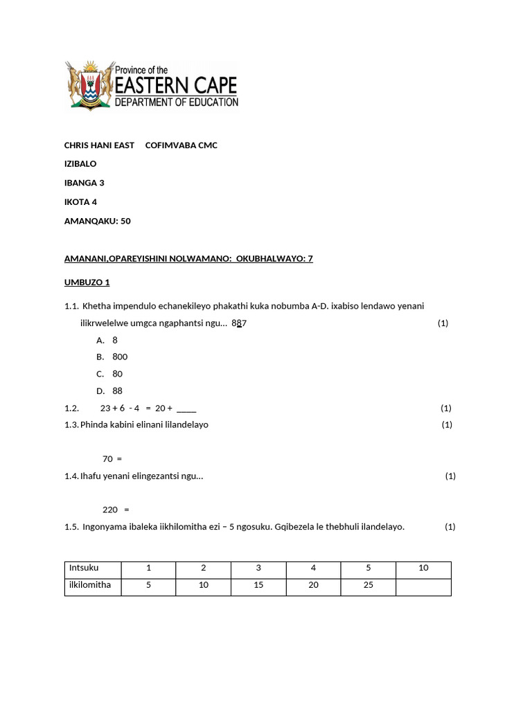 Maths Grade 3 | PDF