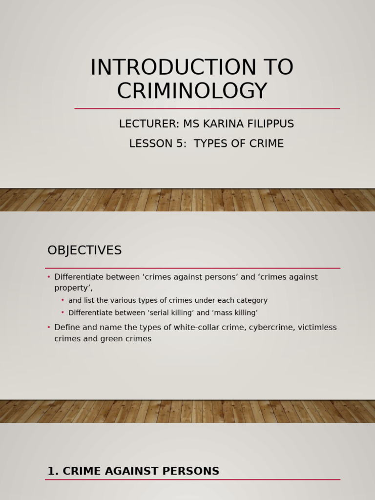 Lesson 5 - Types of Crime | PDF
