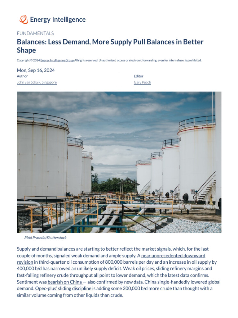 Balances - Less Demand, More Supply Pull Balances in Better Shape ...