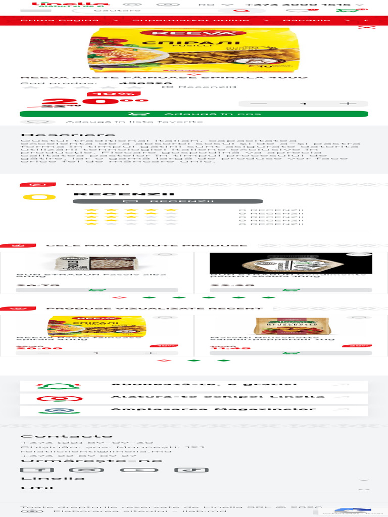 REEVA Paste Făinoase Spirala 400g | PDF