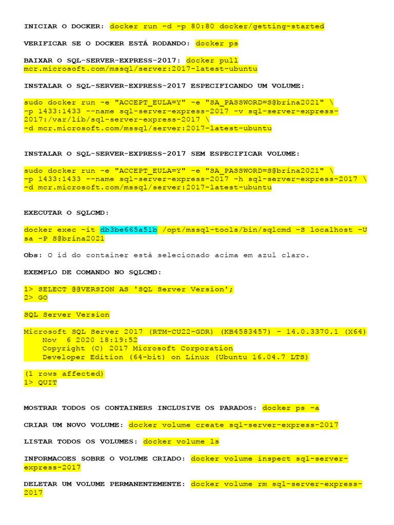 SQL Server No Docker | PDF