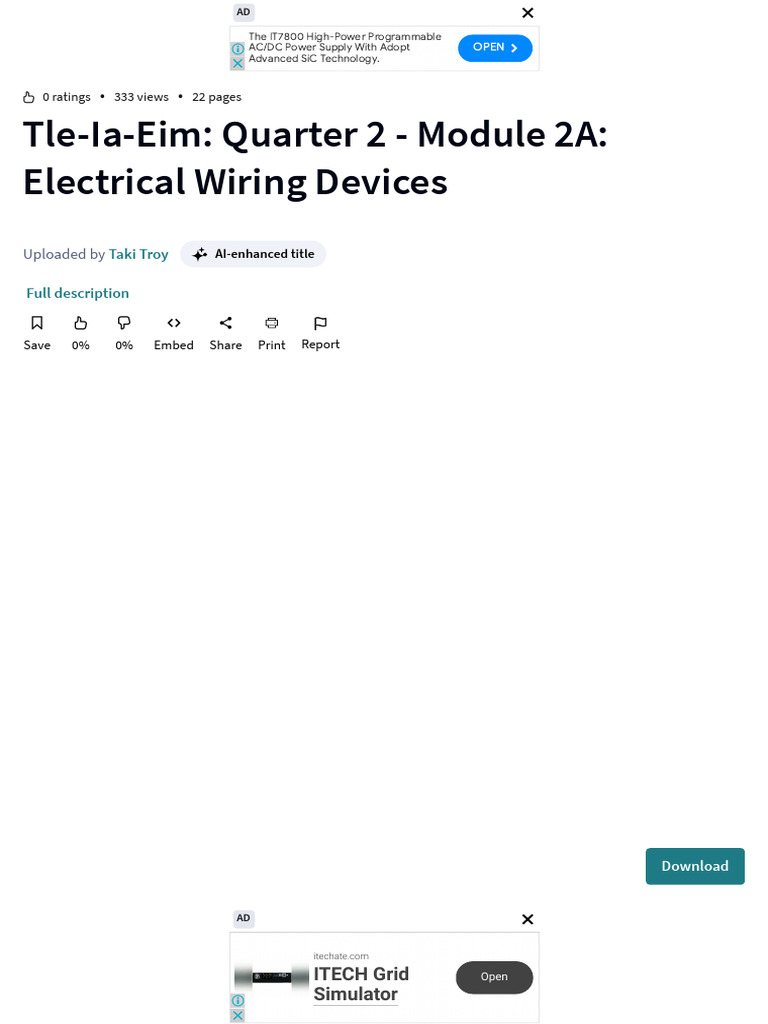 Tle-Ia-Eim_ Quarter 2 - Module 2A_ Electrical Wiring Devices _ PDF ...