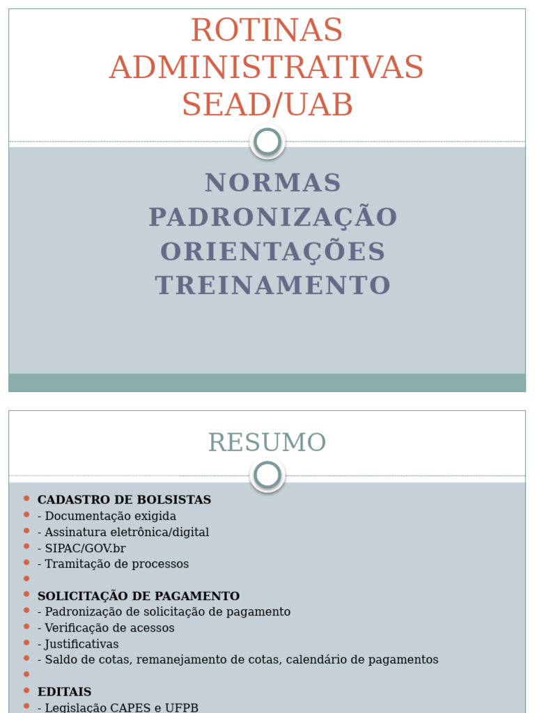 ROTINAS ADMINISTRATIVAS - Treinamento | PDF