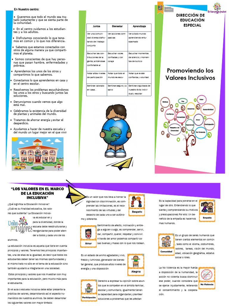 Triptico Valores Inclusivos | PDF