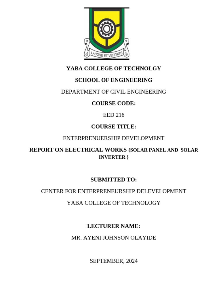 Eed Report For Electrical Works X | PDF | Photovoltaic System | Power ...