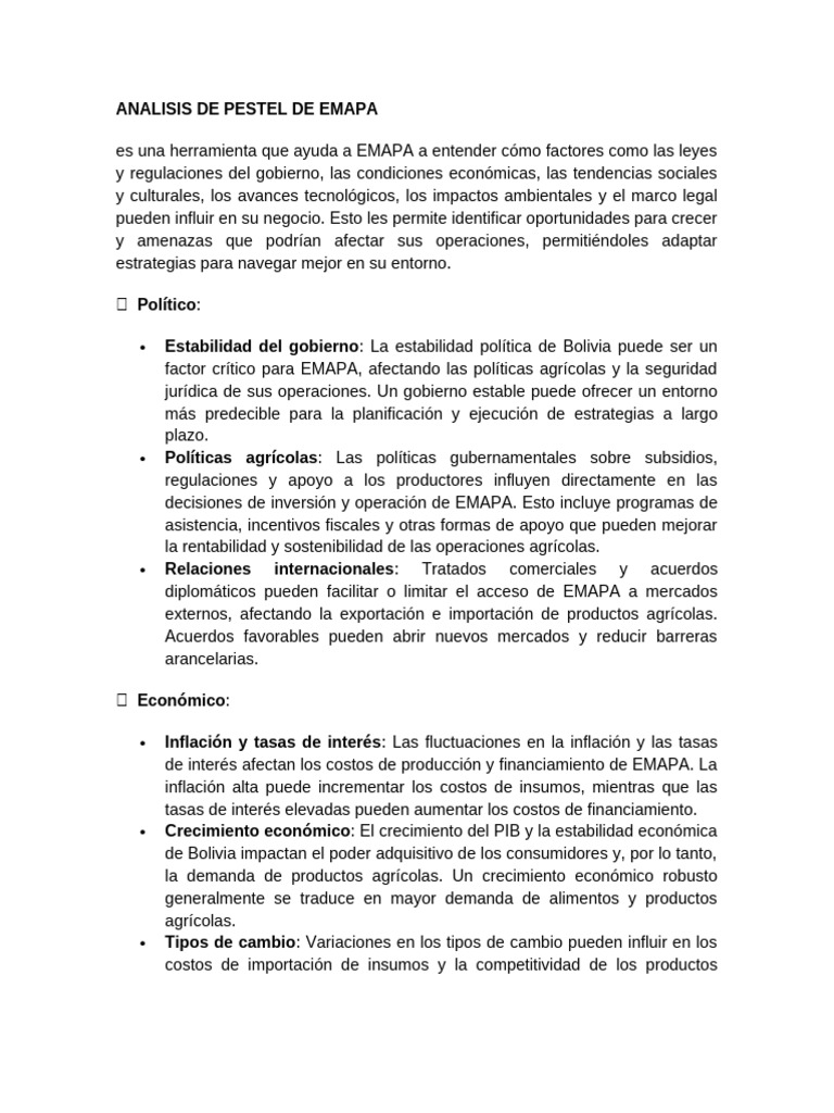 Analisis de Pestel de Emapa Actual | PDF