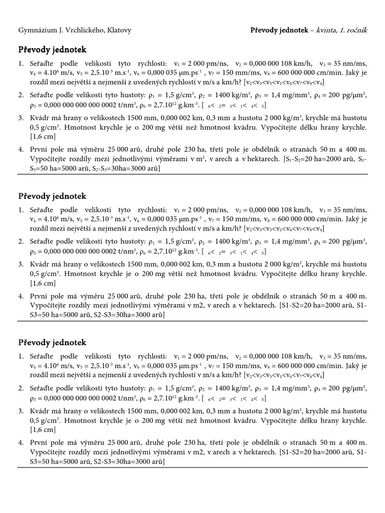 02-Prevody Jednotek | PDF