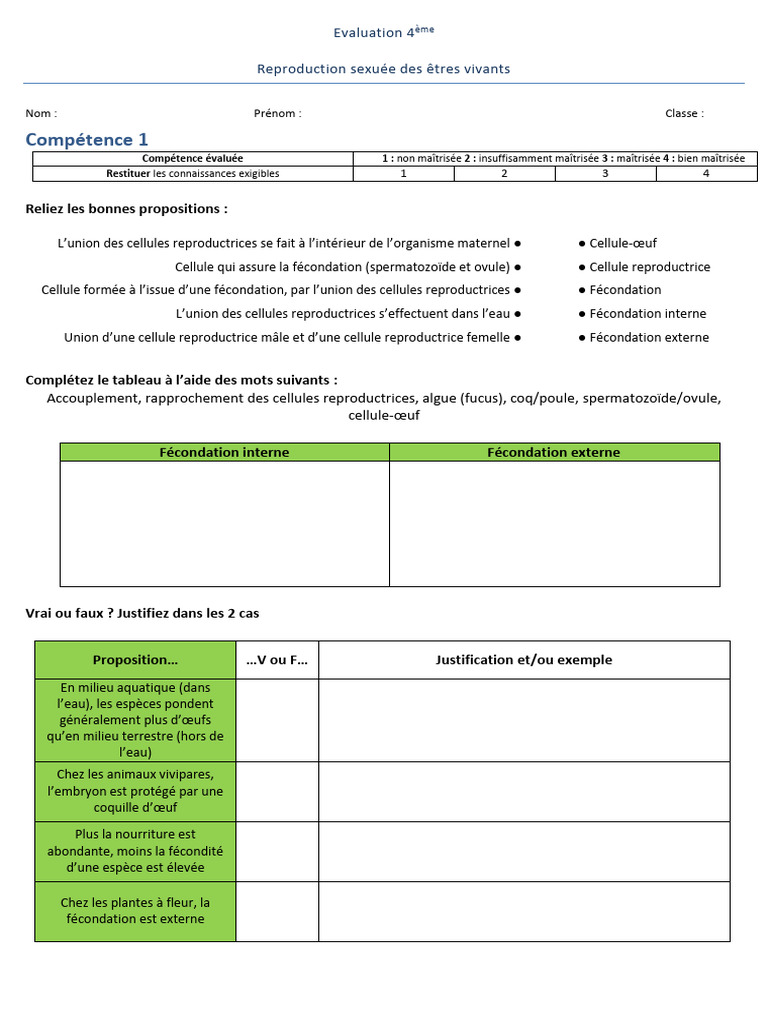 devoir-6-la-reproduction-sexuee-des-etres-vivants | PDF
