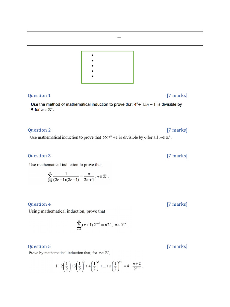 Number & Algebra HL - Proof by Induction | PDF
