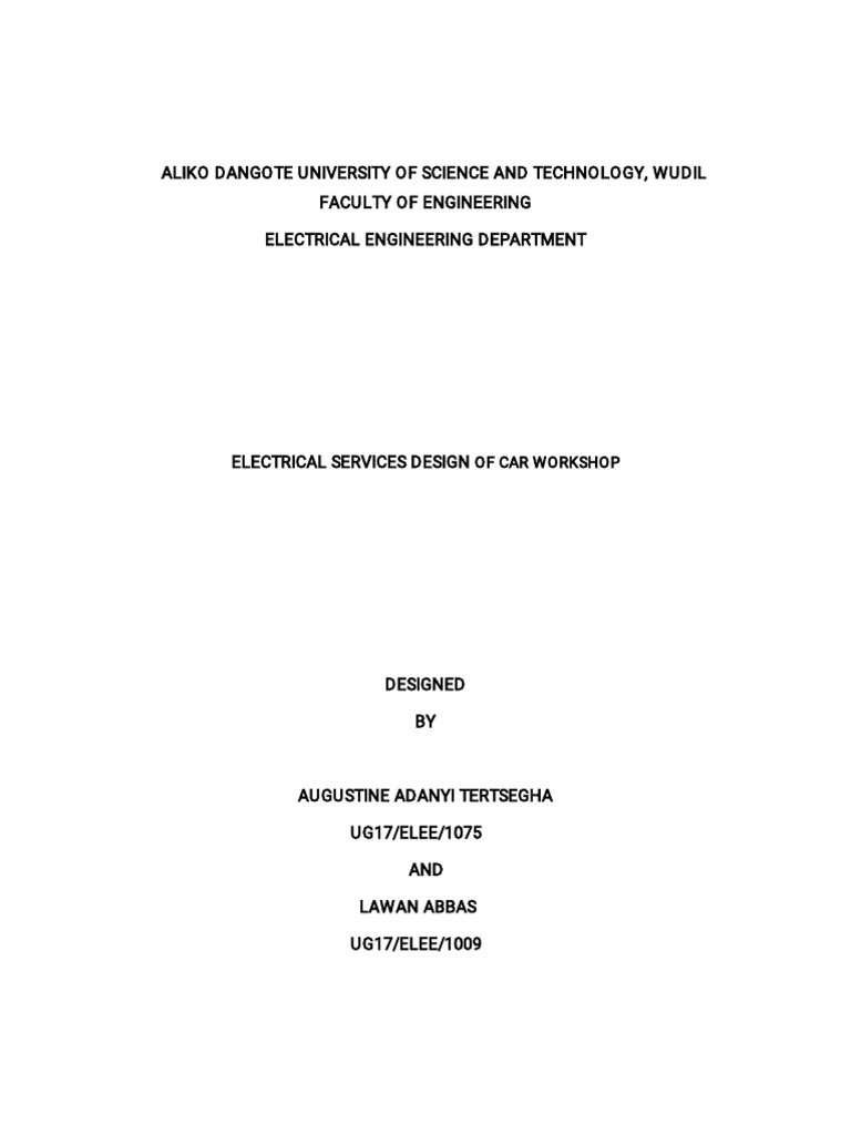 Electrical Service Design of A Car Workshop | PDF